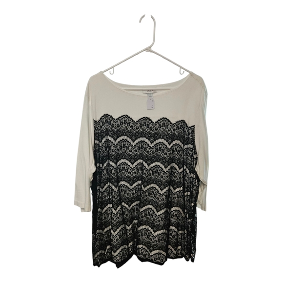 CJ Banks | Tops | Cj Banks Ivory And Black Lace Top | Poshmark